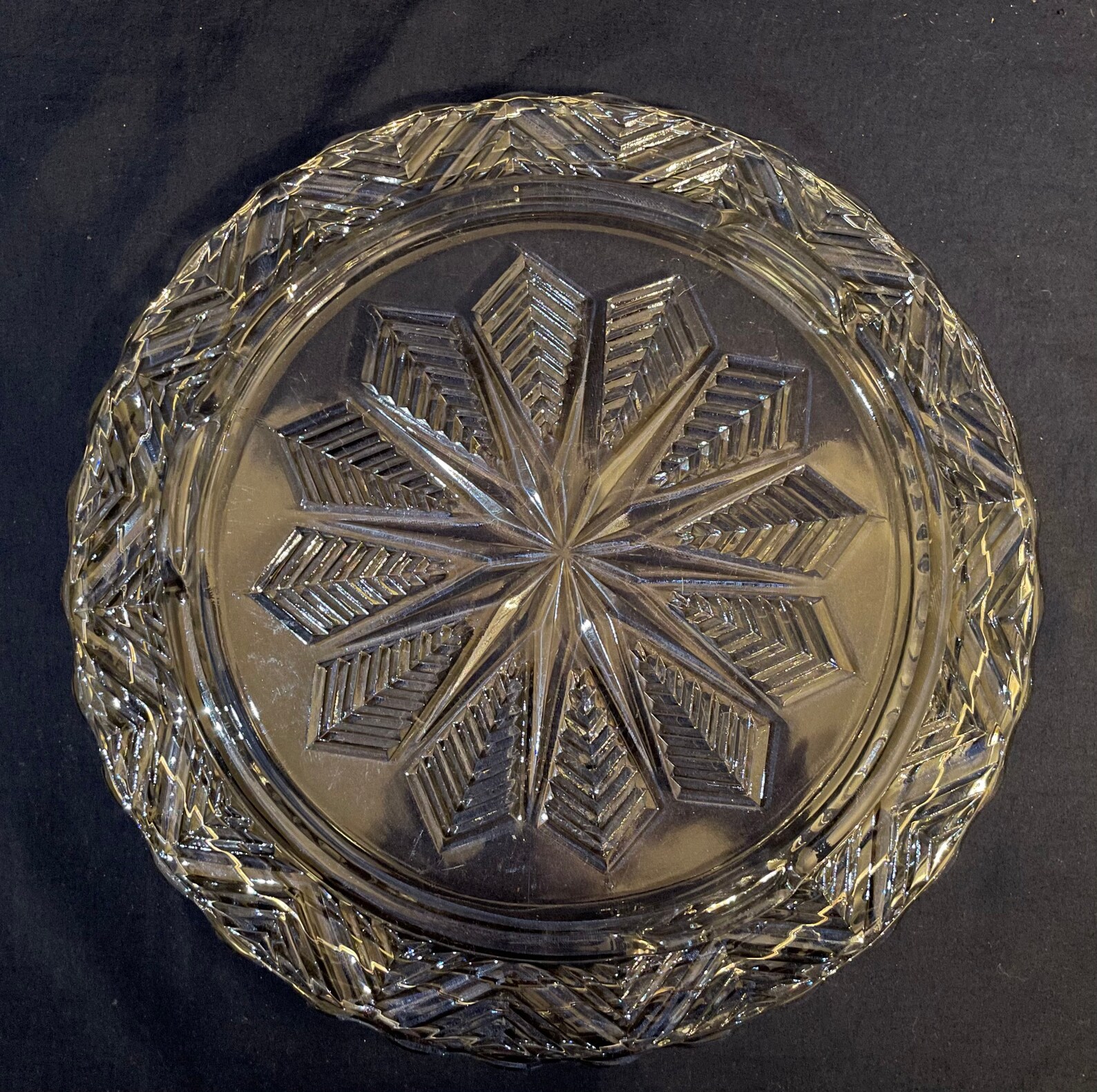Vintage Pressed Glass Star Pattern Footed Cake Plate - Etsy