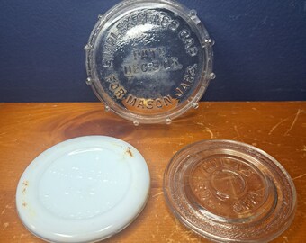 Antique Simplex Glass Screw on Mason Jar Lid / Cap and Antique Glass ...