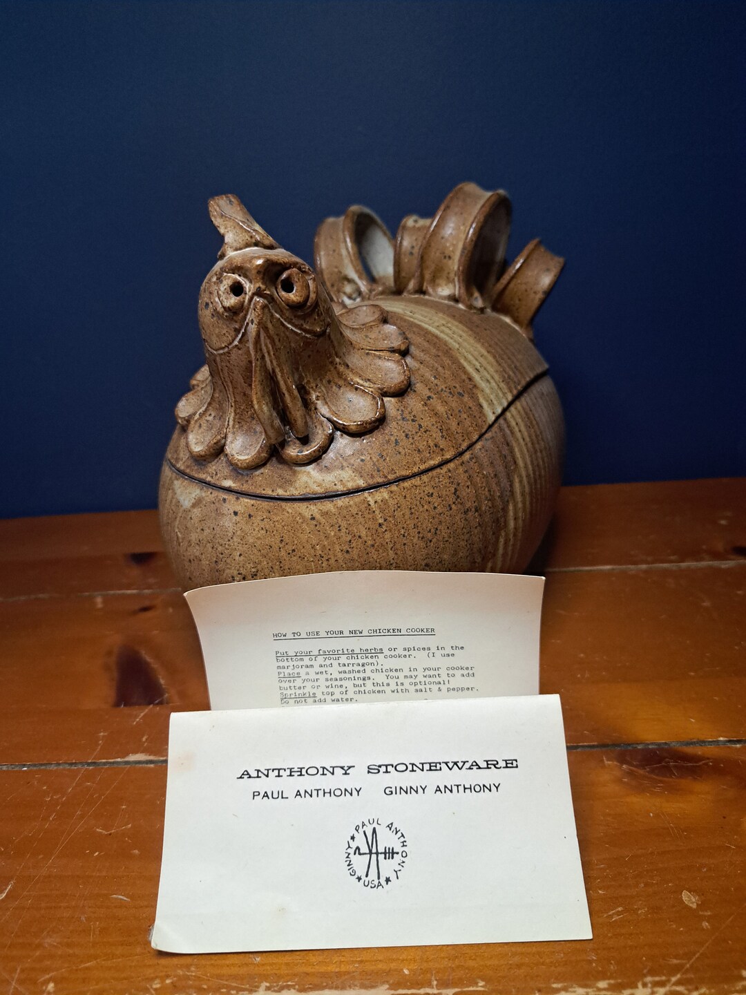 Vintage Stoneware Chicken Cooker With Instructions and Artist Card ...