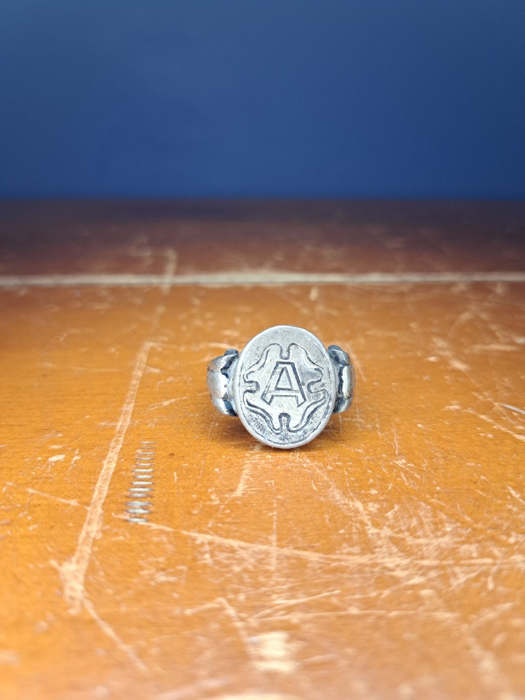 Antique Signet Ring, 900 HH Silver, Size 10 Signet Ring, Initial A ...