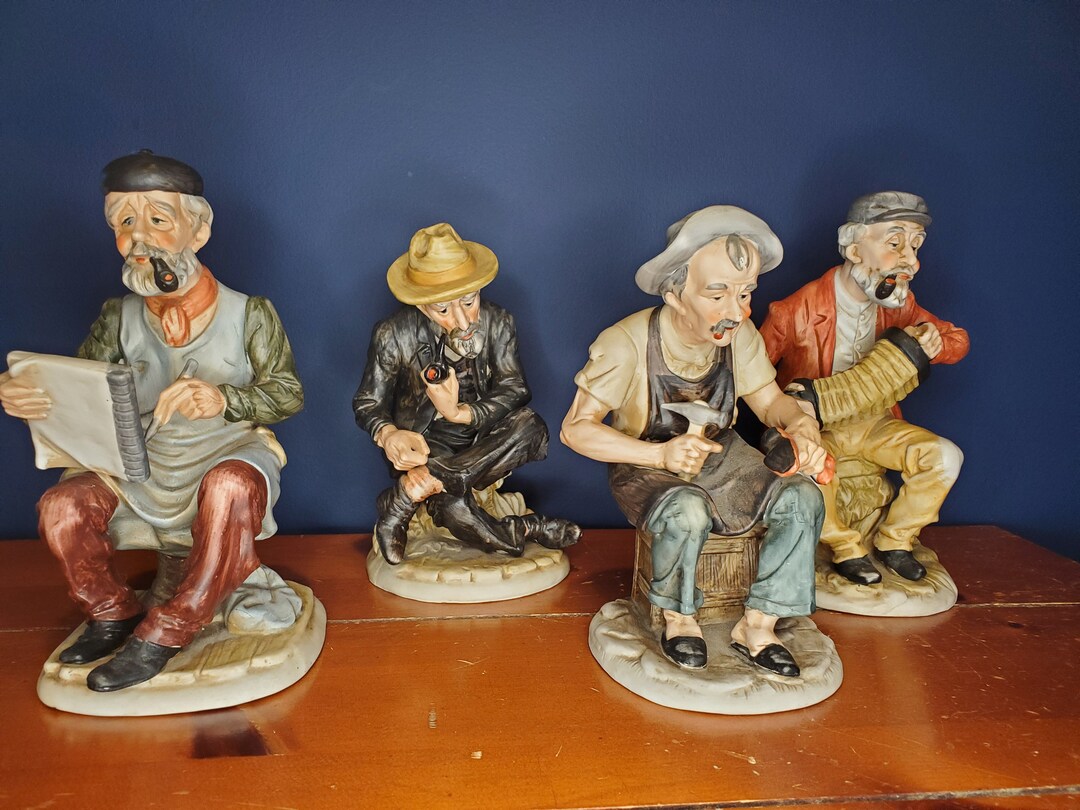 Vintage Old Man Grandpa Figurines Made in Taiwan Cobbler, Musician ...