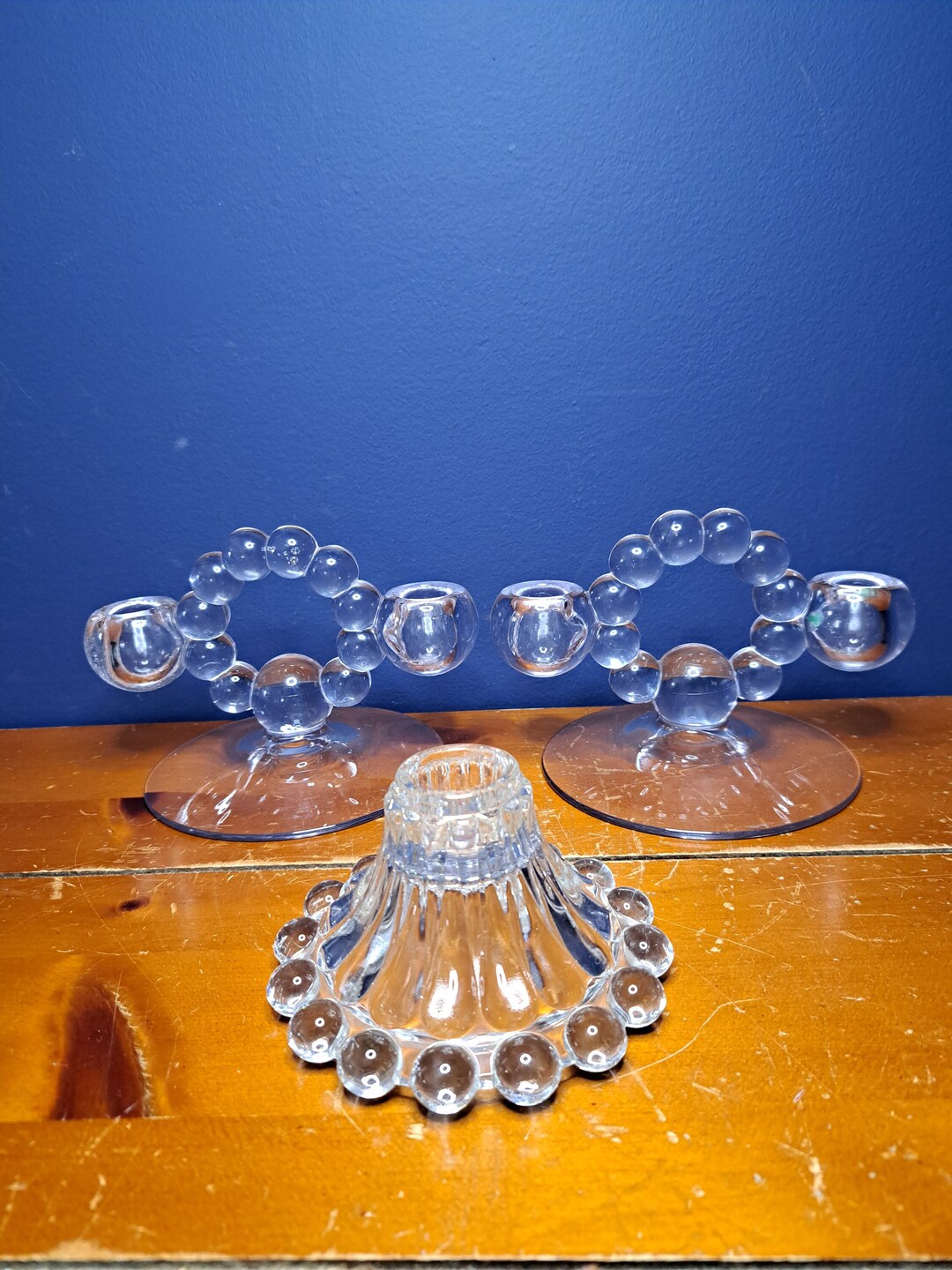 Vintage Anchor Hocking Boopie Bubble Glass Candlestick Holder, One Boopie Taper Candlestick ...