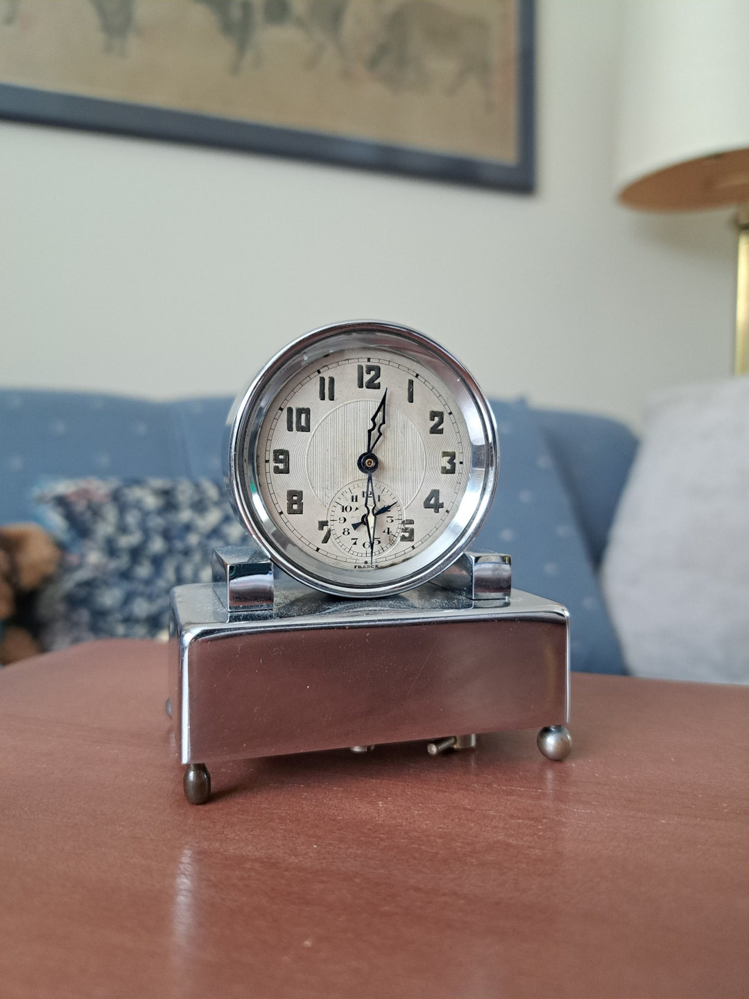 Vintage French Imperial Jaccard Music Alarm Clock in Silver, Five Jewel ...