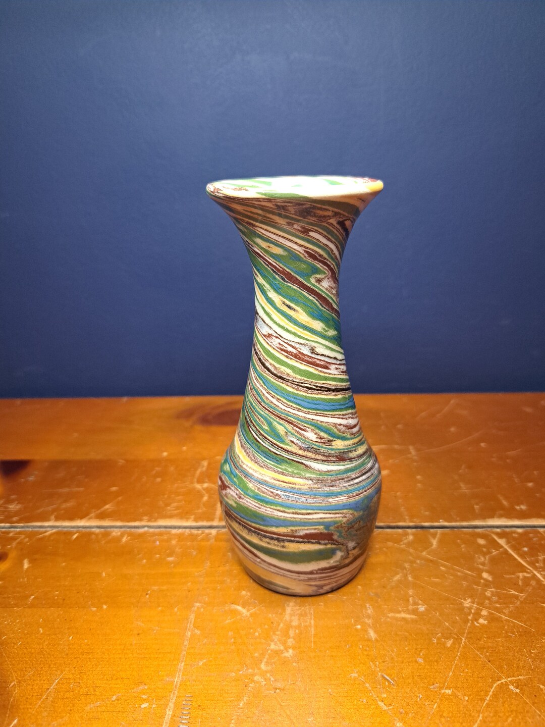 Vintage Desert Sands Pottery Vase, Multi Color Swirl Vase, Glossy ...