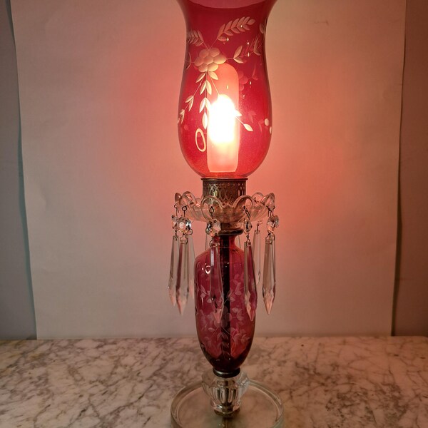 Cranberry Glass Lamp - Etsy