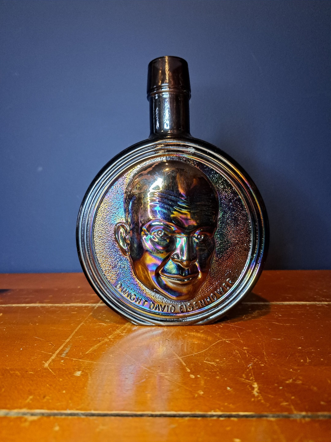 Vintage Carnival Iridescent Glass Presidential Decanter, Wheaton Dwight ...
