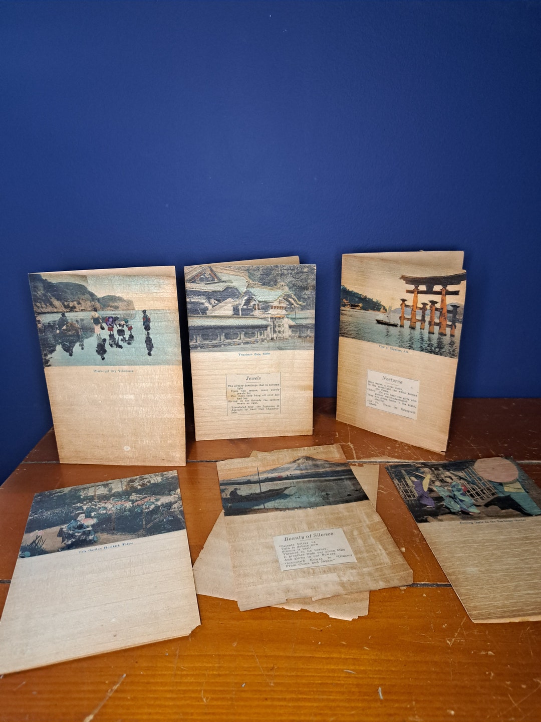 Antique Hand Colored Japanese Rice Paper Stationary With Matching ...