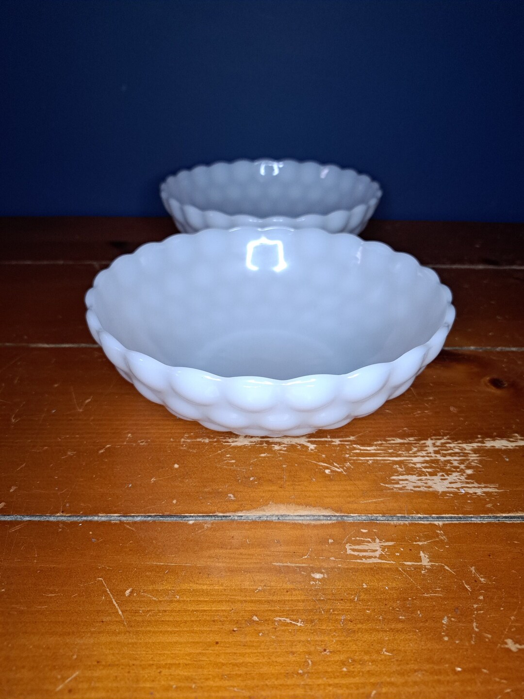 Vintage Anchor Hocking Bubble Milk Glass Serving Bowl, Vintage White ...