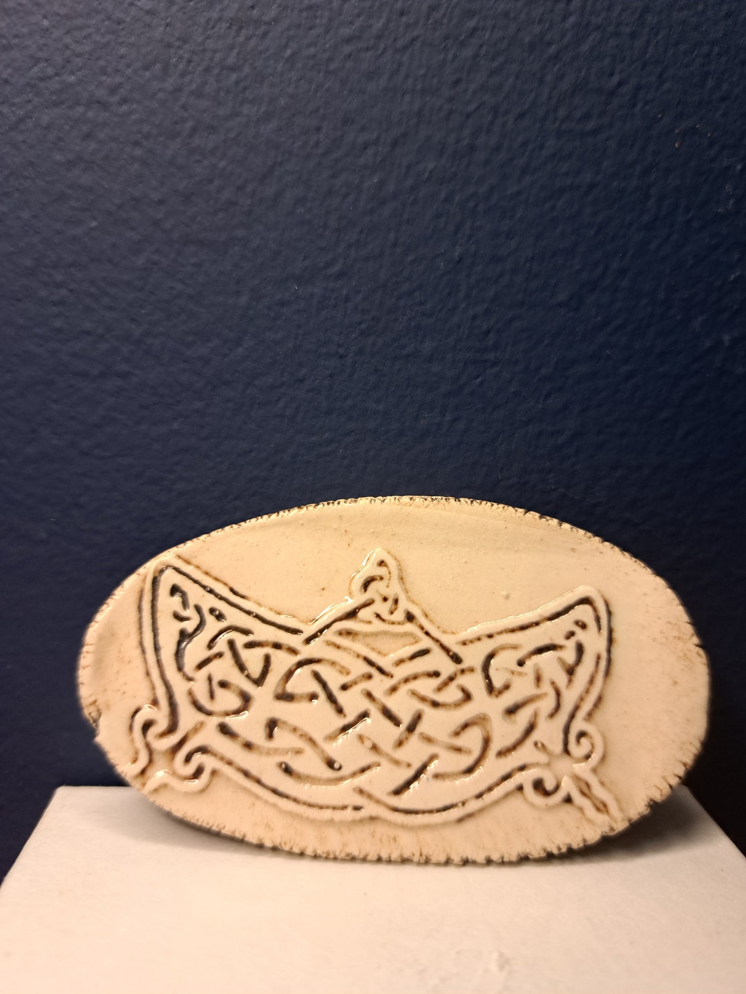 Vintage Celtic Inspired Handmade Clay Brooch, Irish Earth Tone Pottery ...