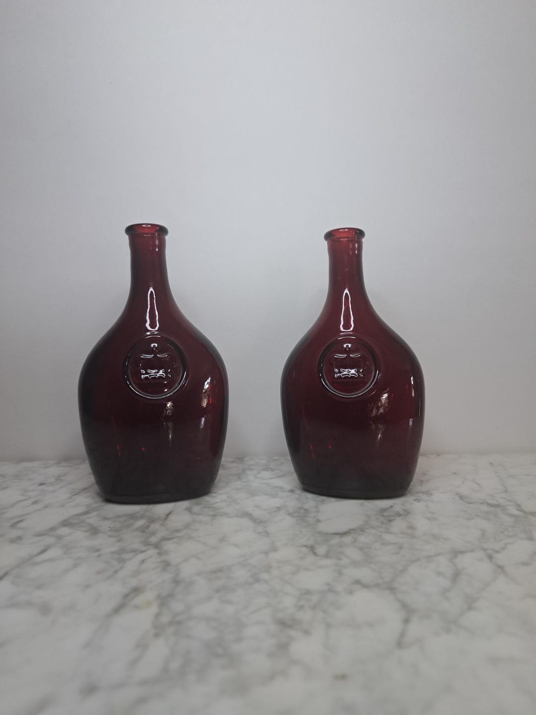 Vintage Wheaton Ruby Red Glass Bottle With Crown Emblem, Vintage ...