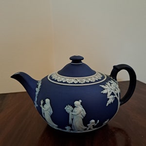 Beautiful Blue Jasperware Wedgwood Tea Set, Comes With Tea Pot, Creamer ...