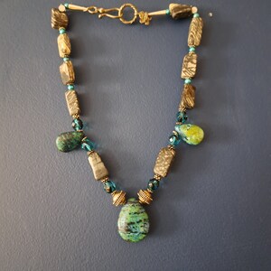 Beautiful Handmade Turquoise Blue and Grey Stone Beaded Necklace ...