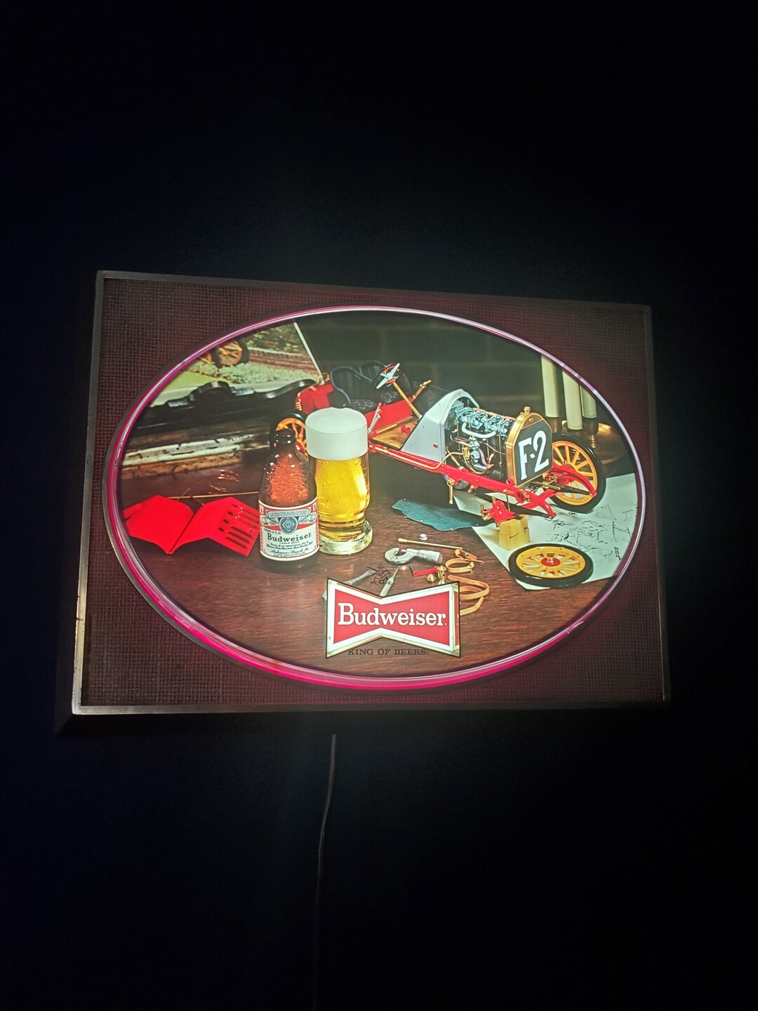 Vintage Budweiser Beer Wall Light, Anheuser-busch Lighted Bar Sign ...