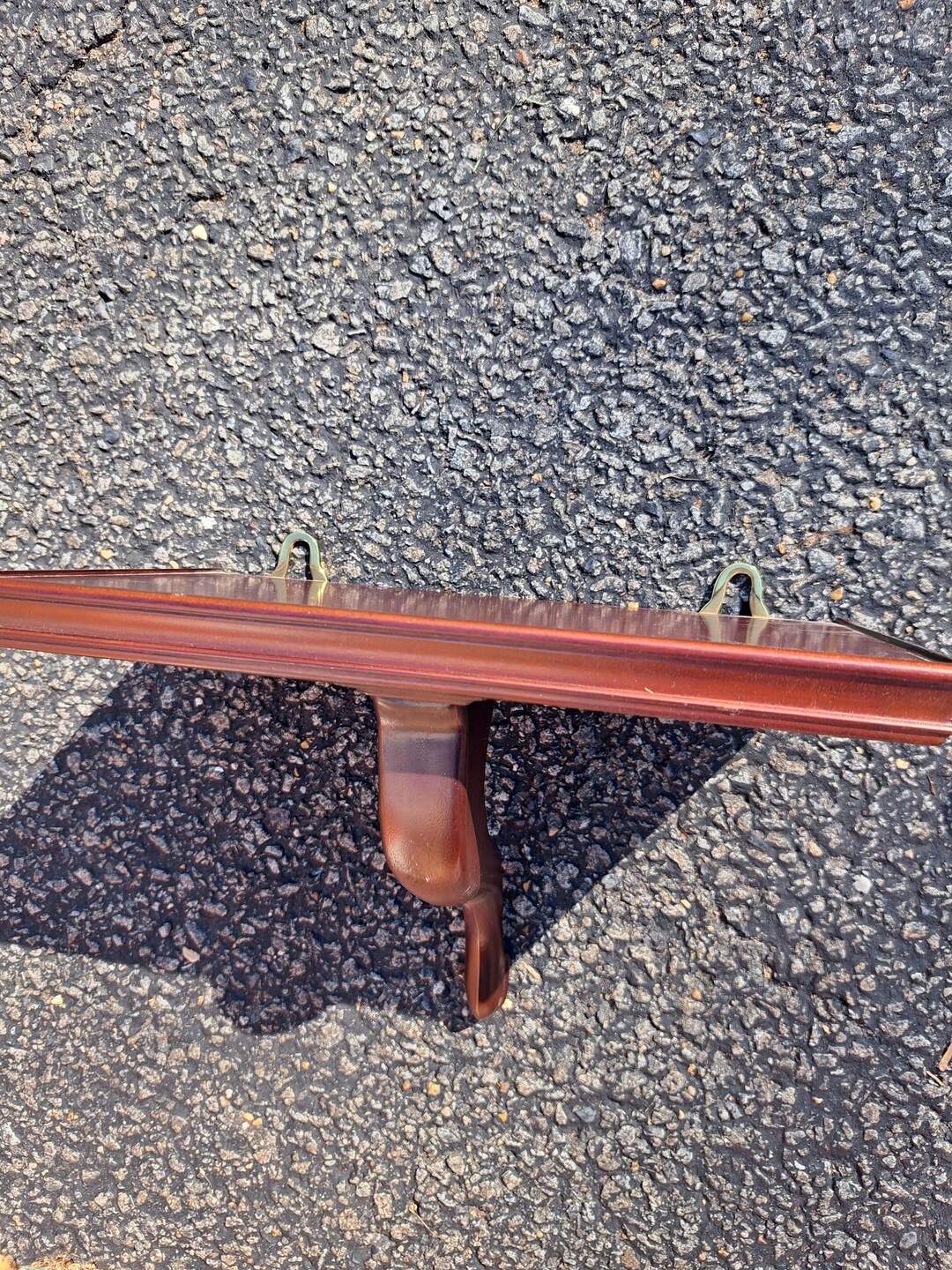 Vintage Mahogany Shelf With Brass Hooks, Williamsburg Restoration Wood ...