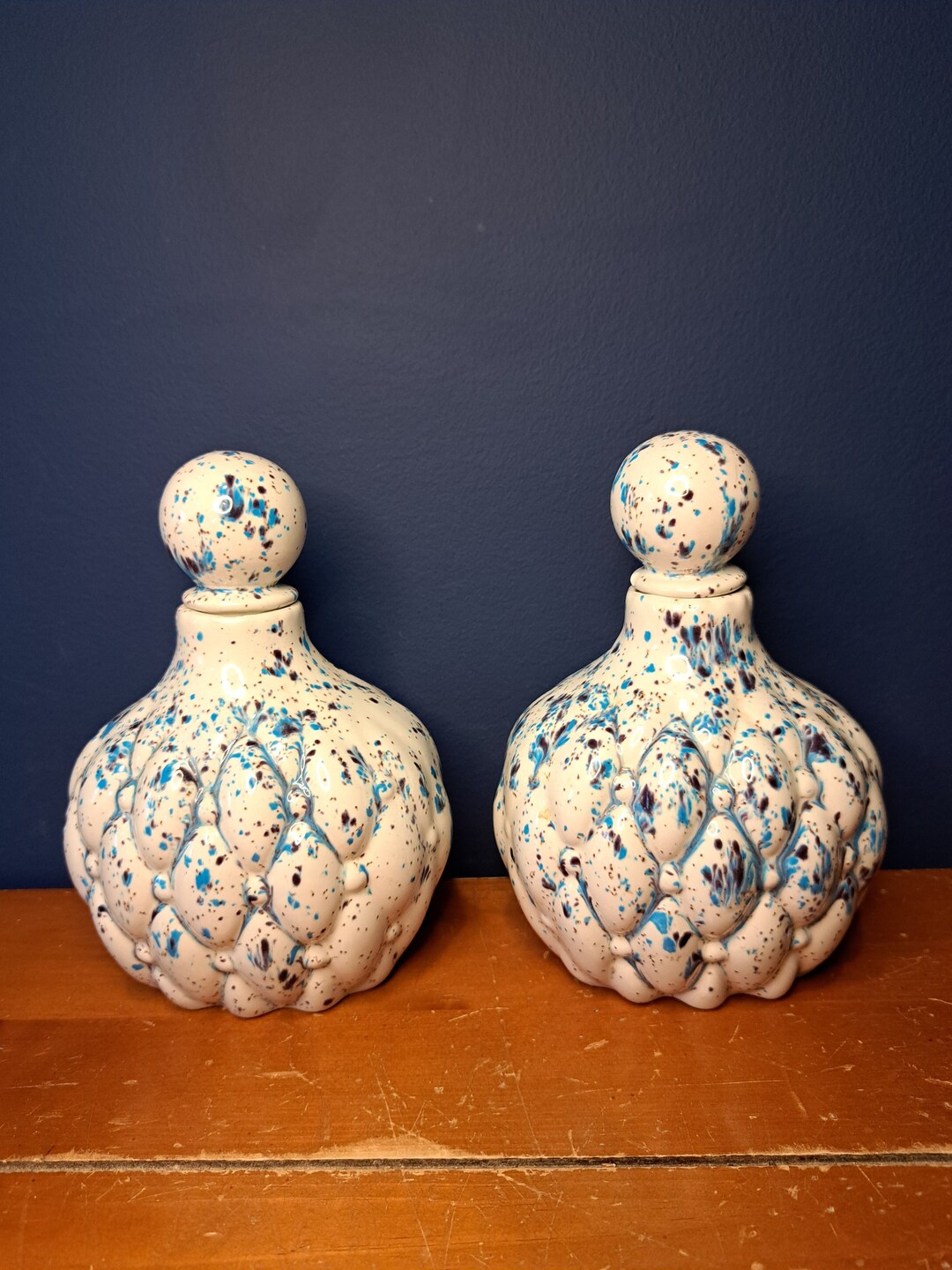 Vintage Holland Mold Splatter Glaze in White With Shades of Blue ...