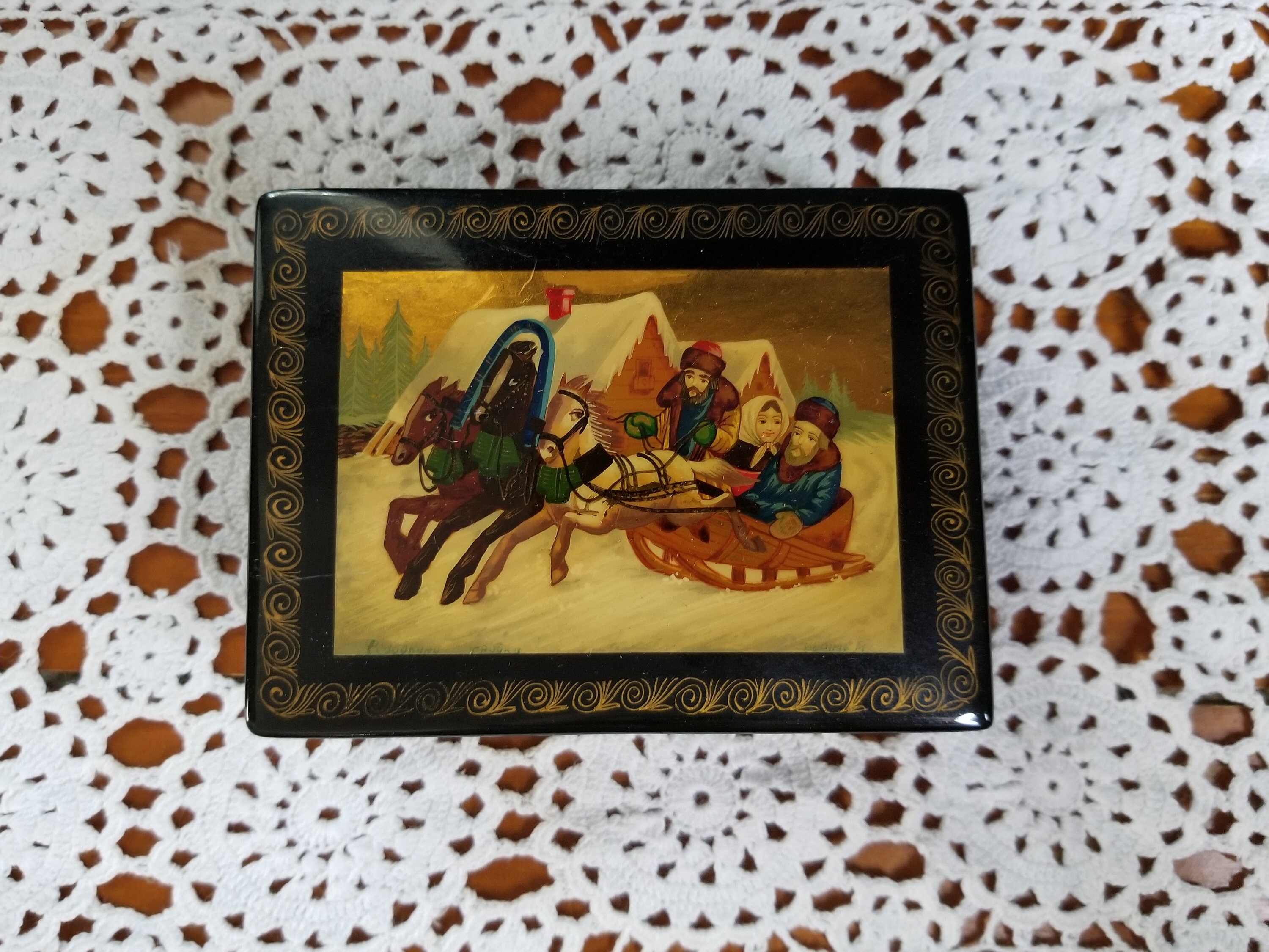 Vintage Russian Lacquer Trinket Box Signed and Dated Three - Etsy