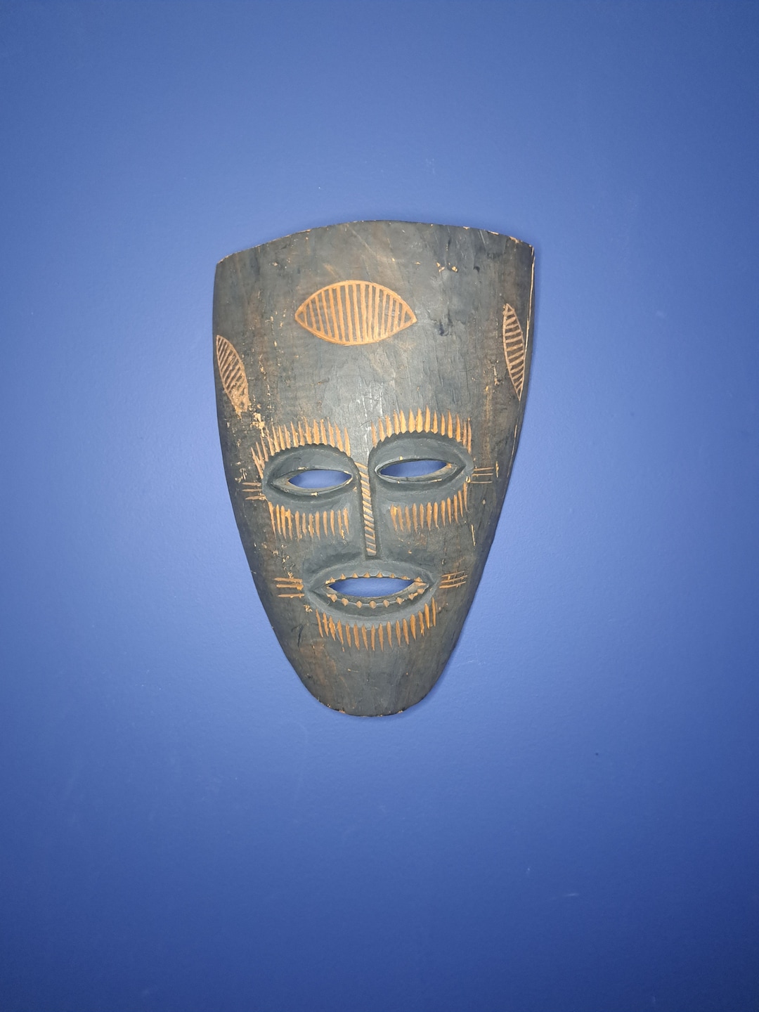Vintage Mid Century Modern Carved African Mask, Vintage Tribal Mask ...