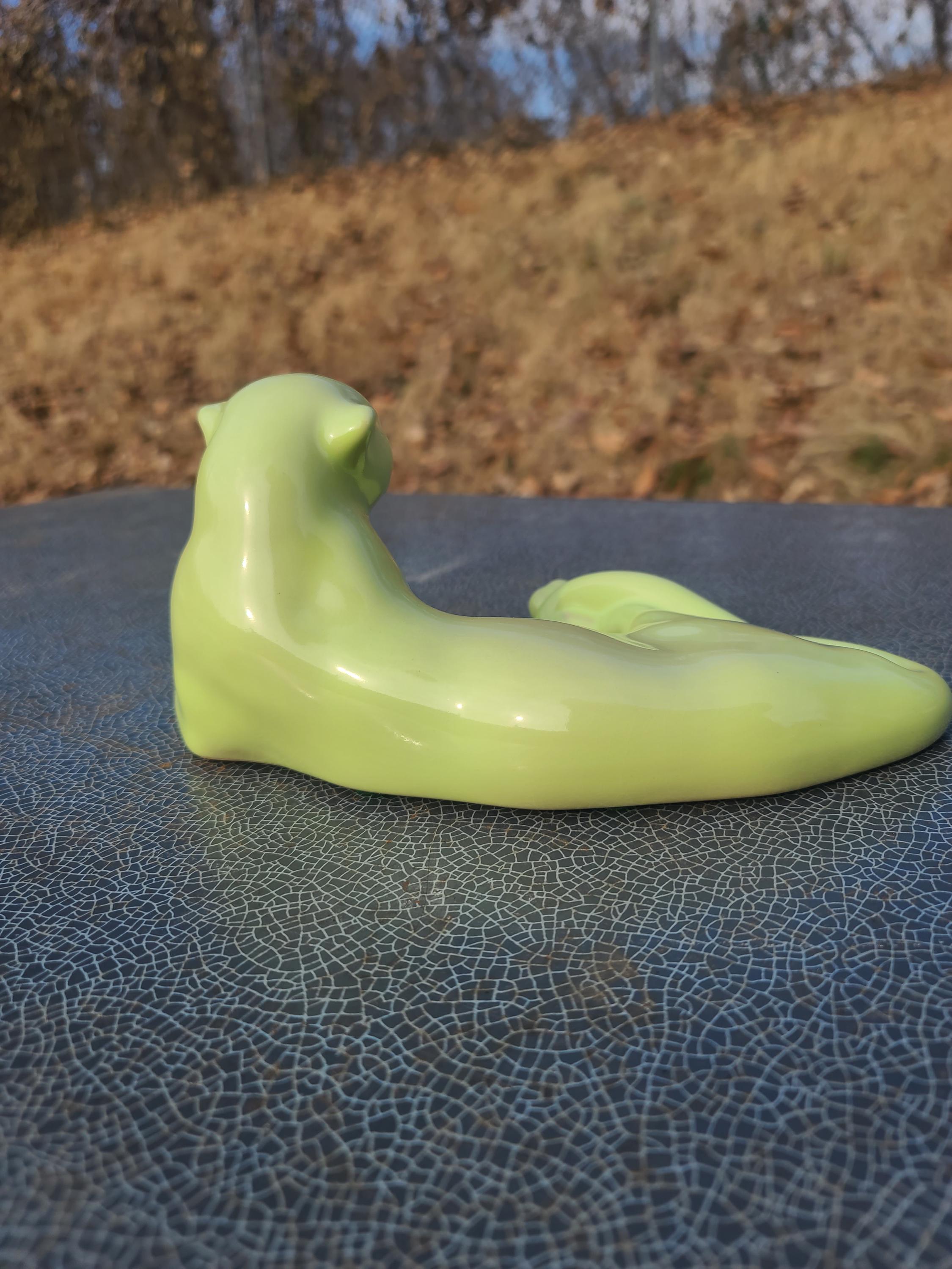 Vintage Frankoma Reclining Puma, Mint Green Panther Frankoma 116 - Etsy