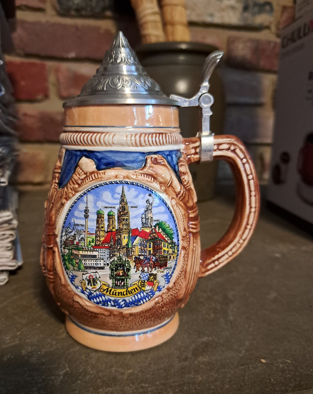 Vintage Gerz Beer Stein, Vintage German Beer Stein, Munchen Germany Beer Stein With Lid, Vintage ...