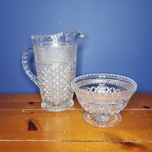 Vintage Anchor Hocking Wexford Pattern Clear Glass Flower Vase - Etsy