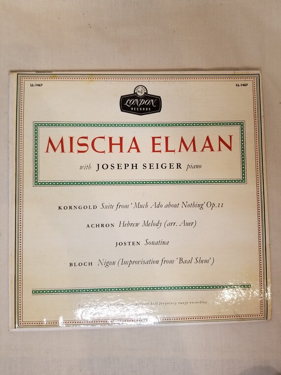 Very Rare Vintage Vinyl-mischa Elman W/ Joseph Seiger Piano | Etsy