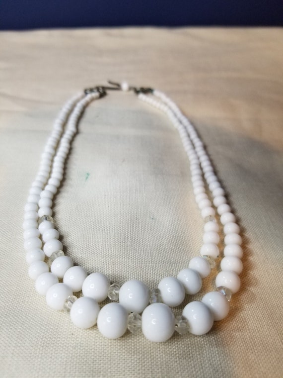 Beautiful Vintage Double Strand Graduated White Milk … - Gem