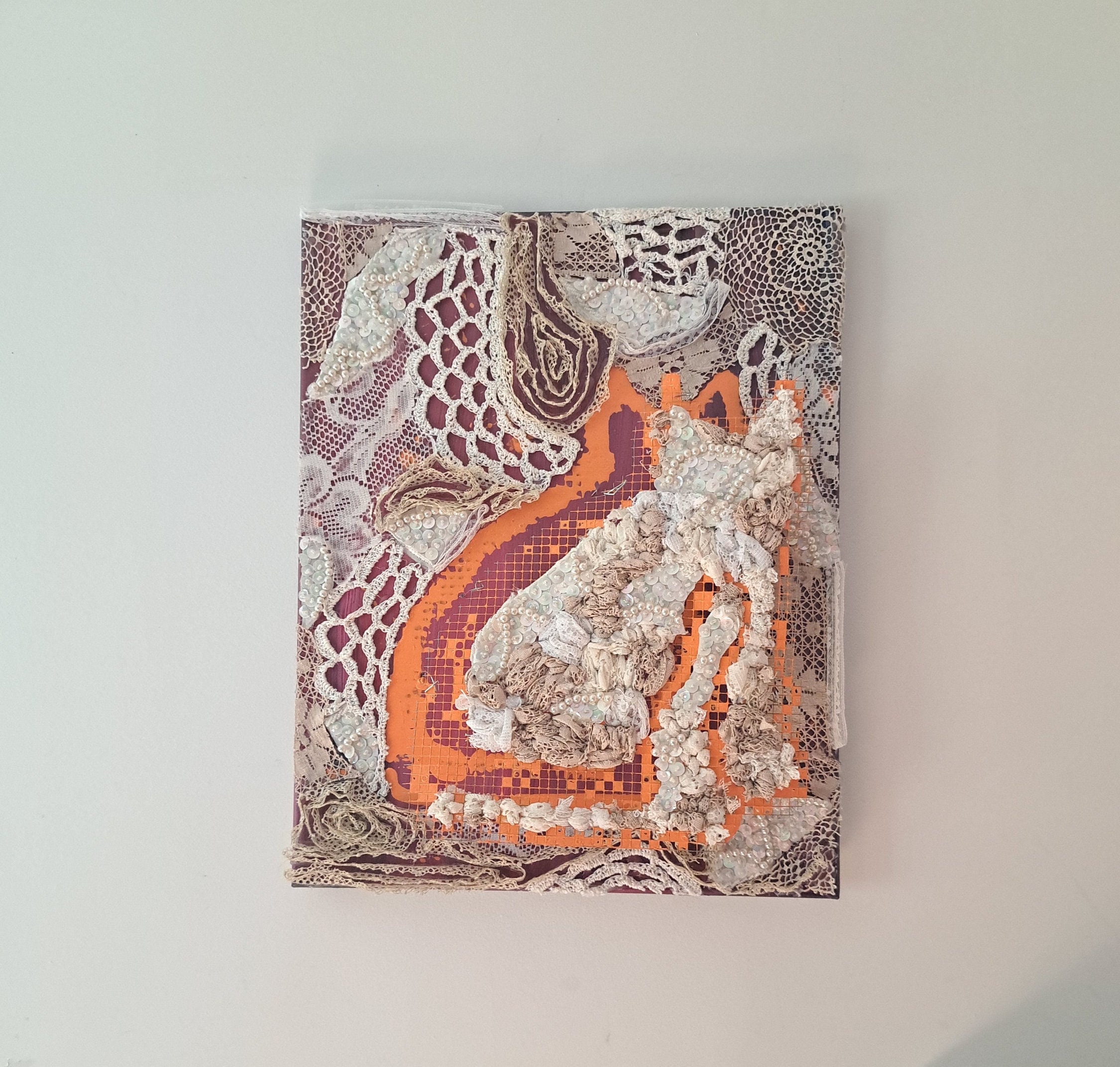 Feline in Lace, Recycled Materials Art, Trash Art, Feline Art, Cat Art ...