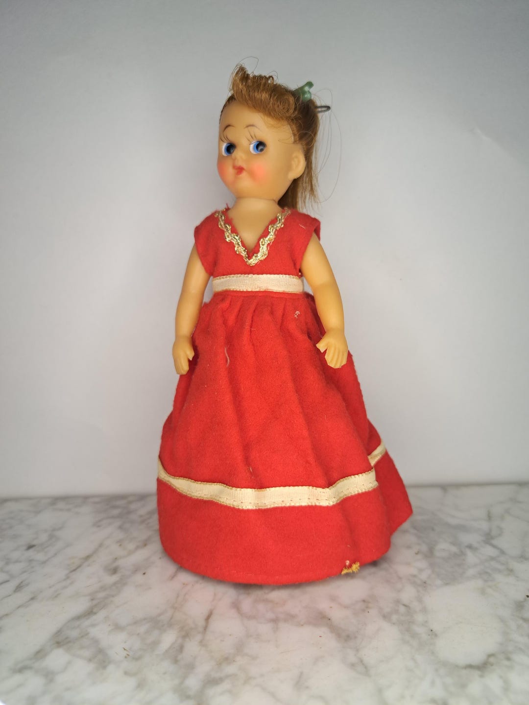 Vintage Japanese Clockwork Tin Toy Wind up Dancing Doll in Red Dress ...