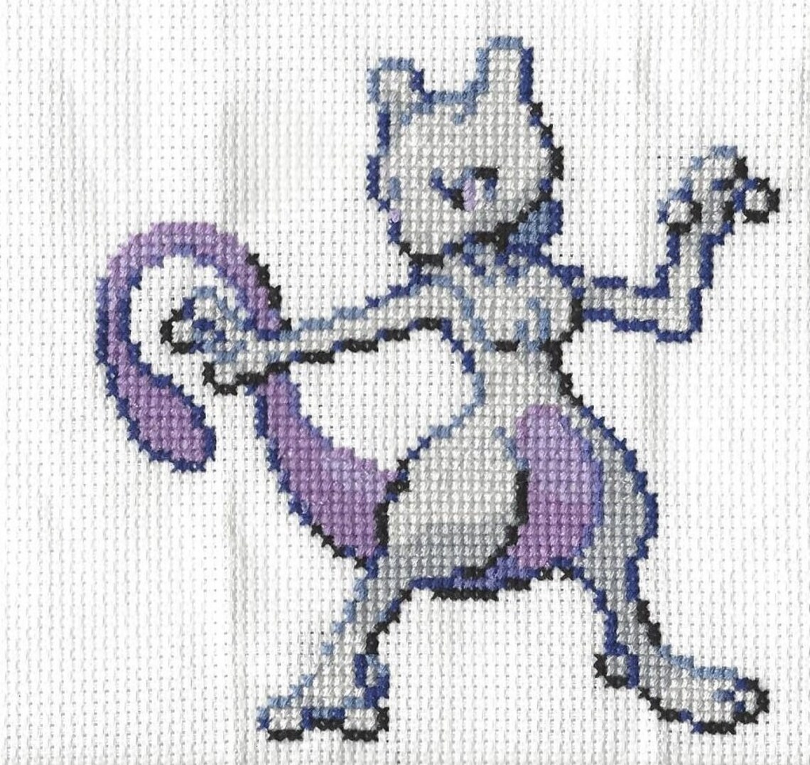Mewtwo Pokemon Cross Stitch Pattern - Etsy