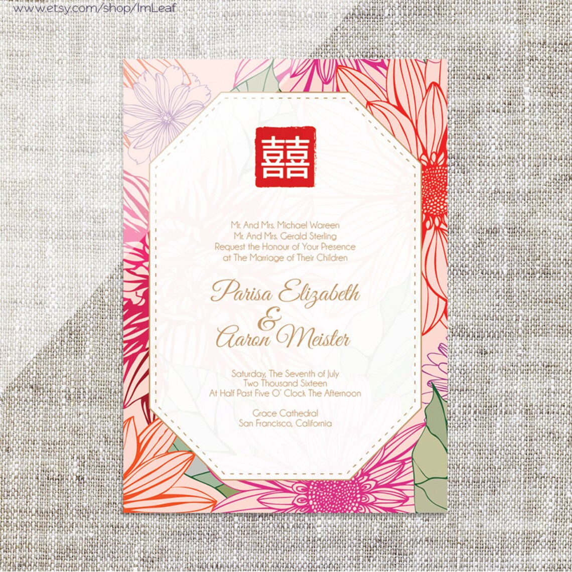 DIY Printable / Editable Chinese Wedding Invitation Card Template ...