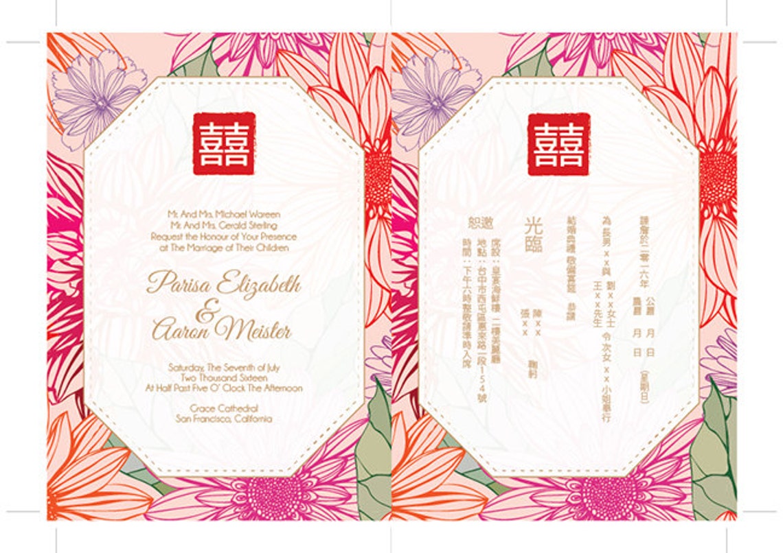 DIY Printable / Editable Chinese Wedding Invitation Card Template ...