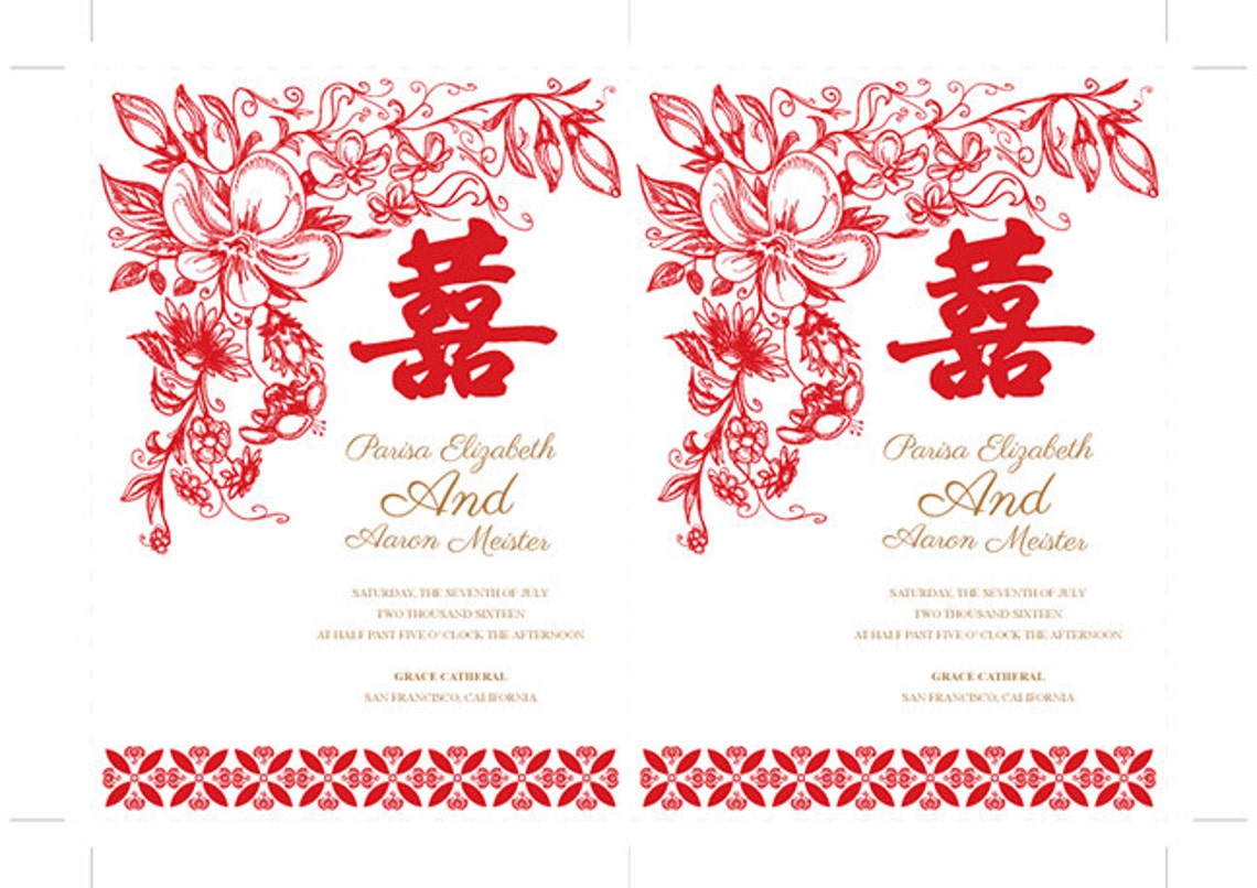DIY Printable / Editable Chinese Wedding Invitation Card Template ...