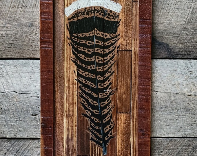 Turkey Feather on Chestnut Distressed Stain Framed Wall Decor - Etsy