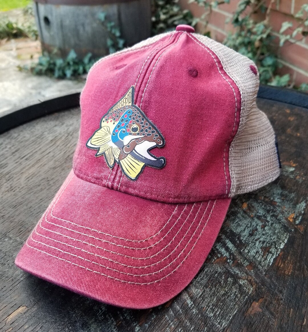 Brown Trout Kype Red Trucker Hat - Etsy
