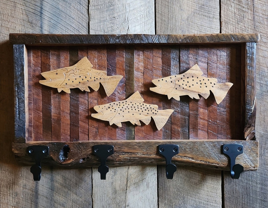Three Trout Barnwood Coat Rack - Etsy