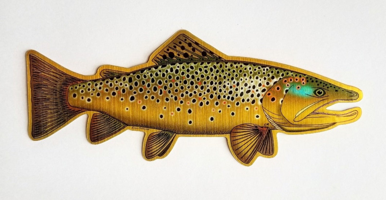 Brown Trout Brushed Alloy Sticker Decal Designed by Evan - Etsy