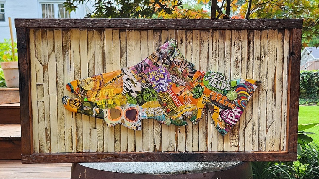 Craft Beer Label-wrapped Trout Barnwood-framed Wall Decor - Etsy
