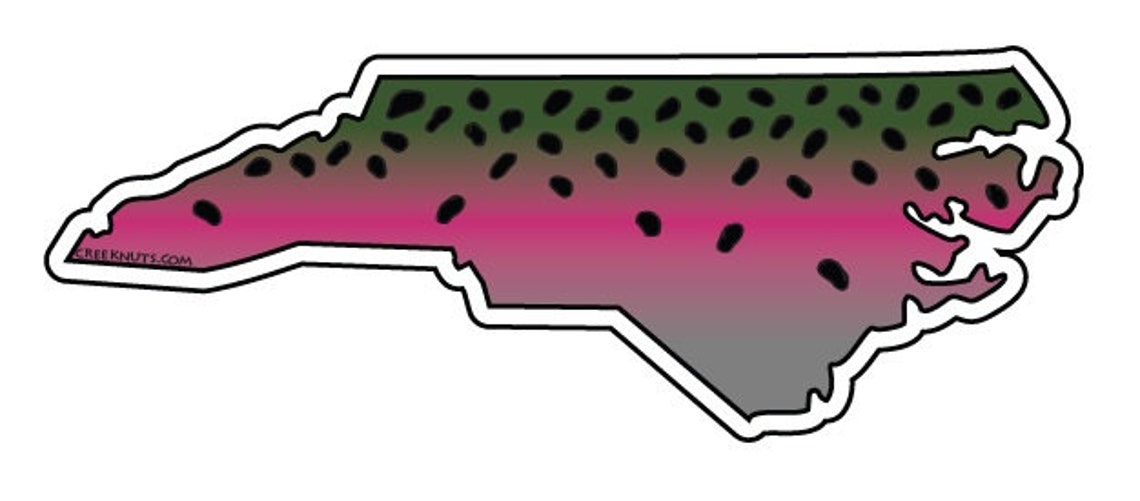 North Carolina Rainbow Trout Sticker Decal | Etsy
