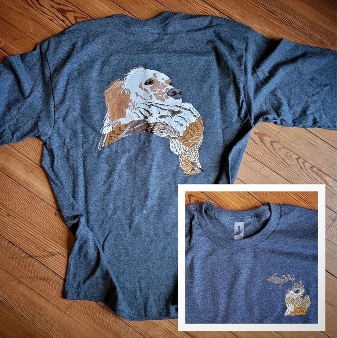 Red English Setter With Ruffed Groused Long-sleeve T-shirt - Etsy