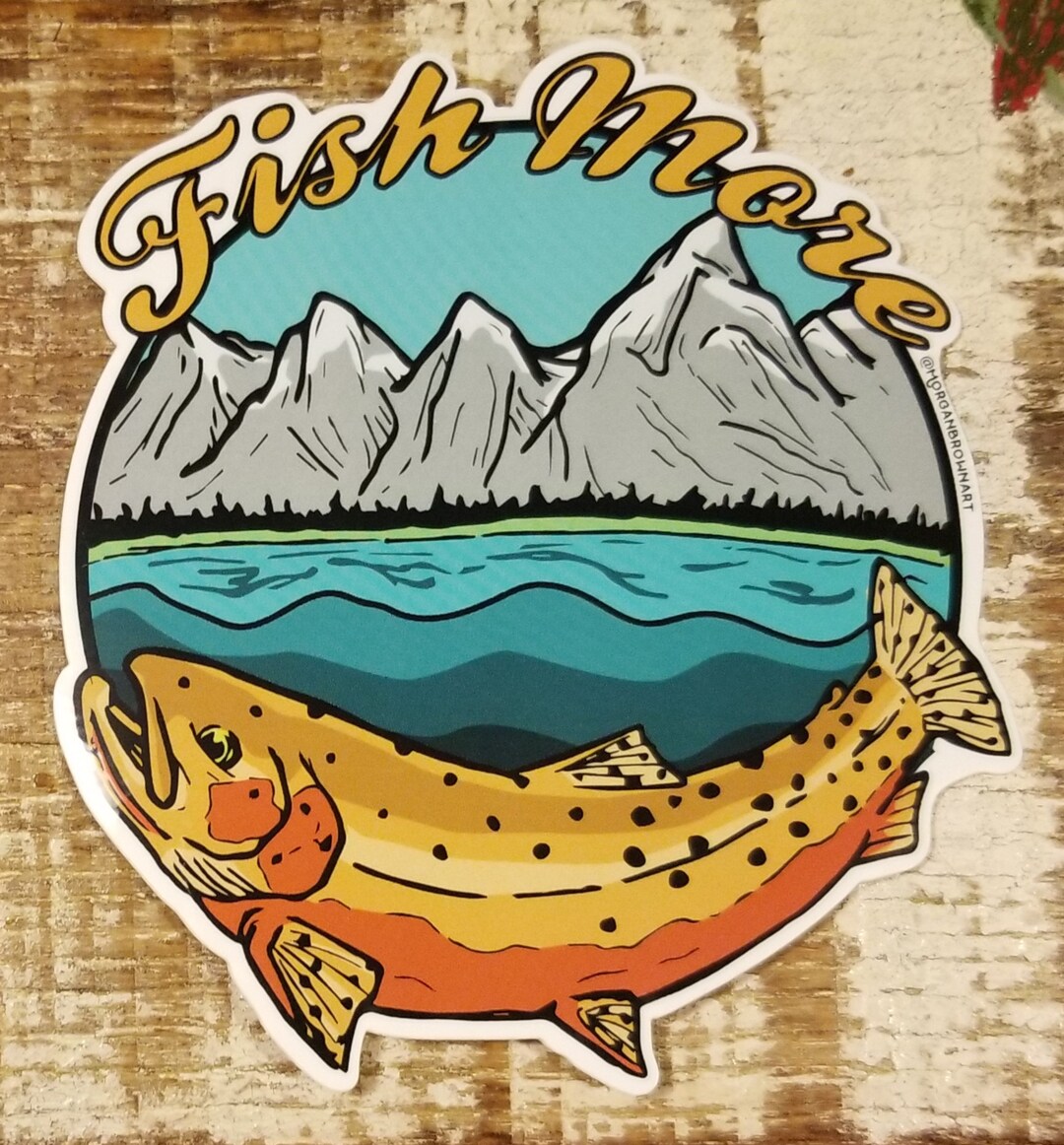 Fish More Cutthroat Trout Sticker Decal Designed by Morgan Brown - Etsy