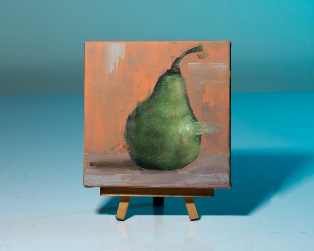 Small Pear Acrylic Painting, Pear Fruit Artwork, Pear Still Life ...