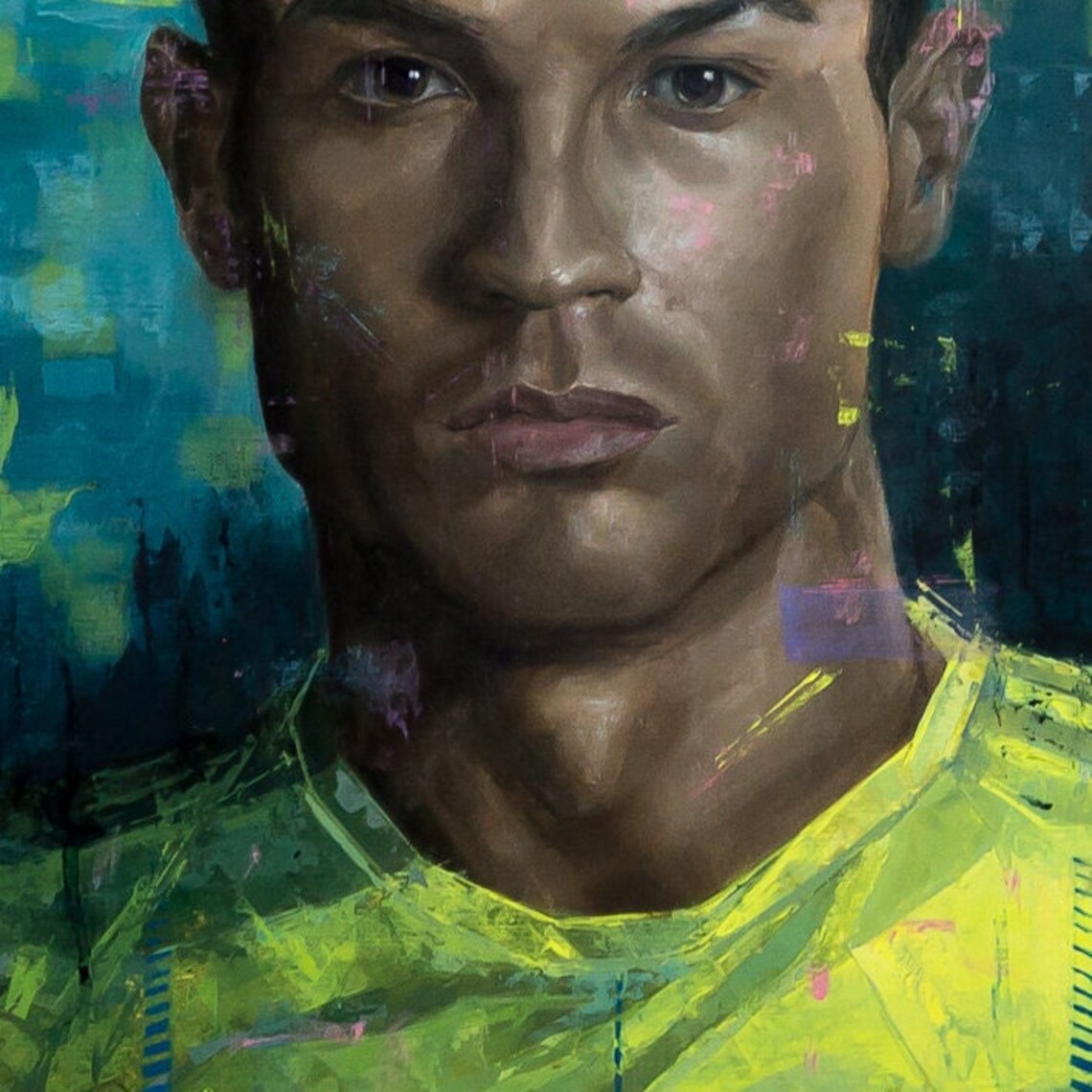 Handcrafted 16x20 Acrylic Portrait Painting of Portuguese Soccer Star ...