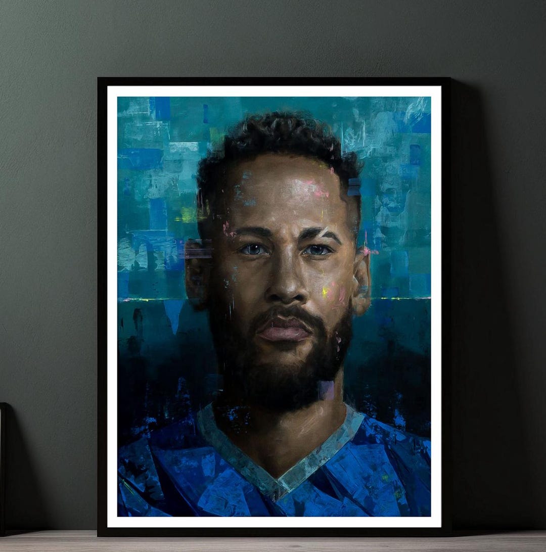 Magnificent Neymar Jr. Portrait Art Print: Brazilian Soccer Superstar ...