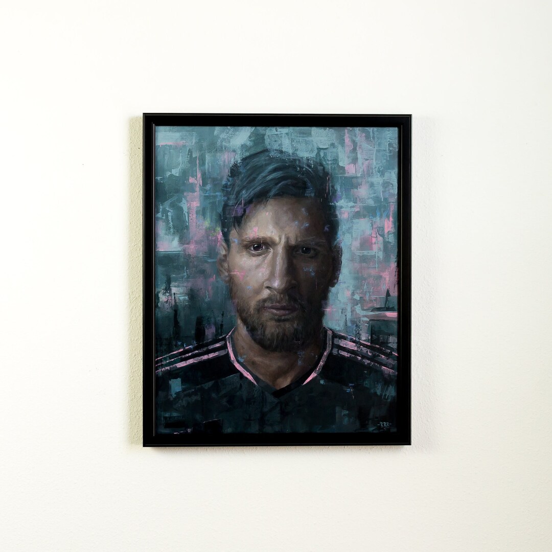 Lionel Messi Original Painting, Argentina Football Wall Decor, Soccer ...