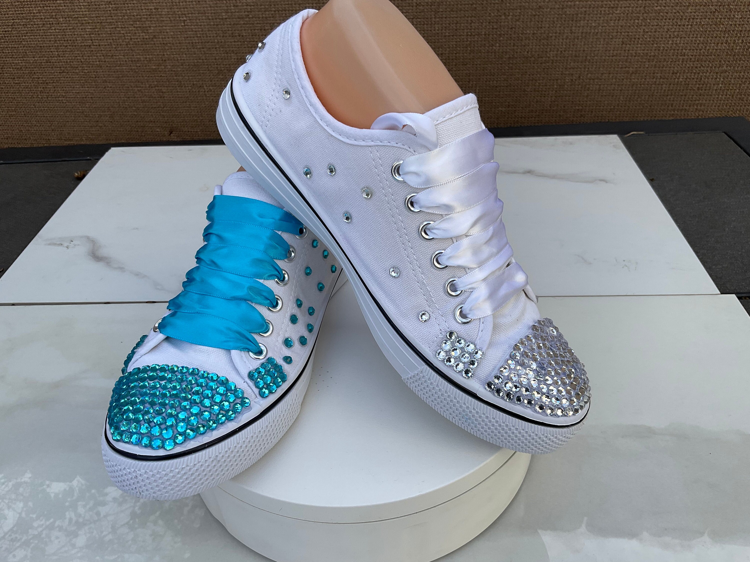 Blue or Clear Rhinestone Embellished Wedding Sneakers - Etsy