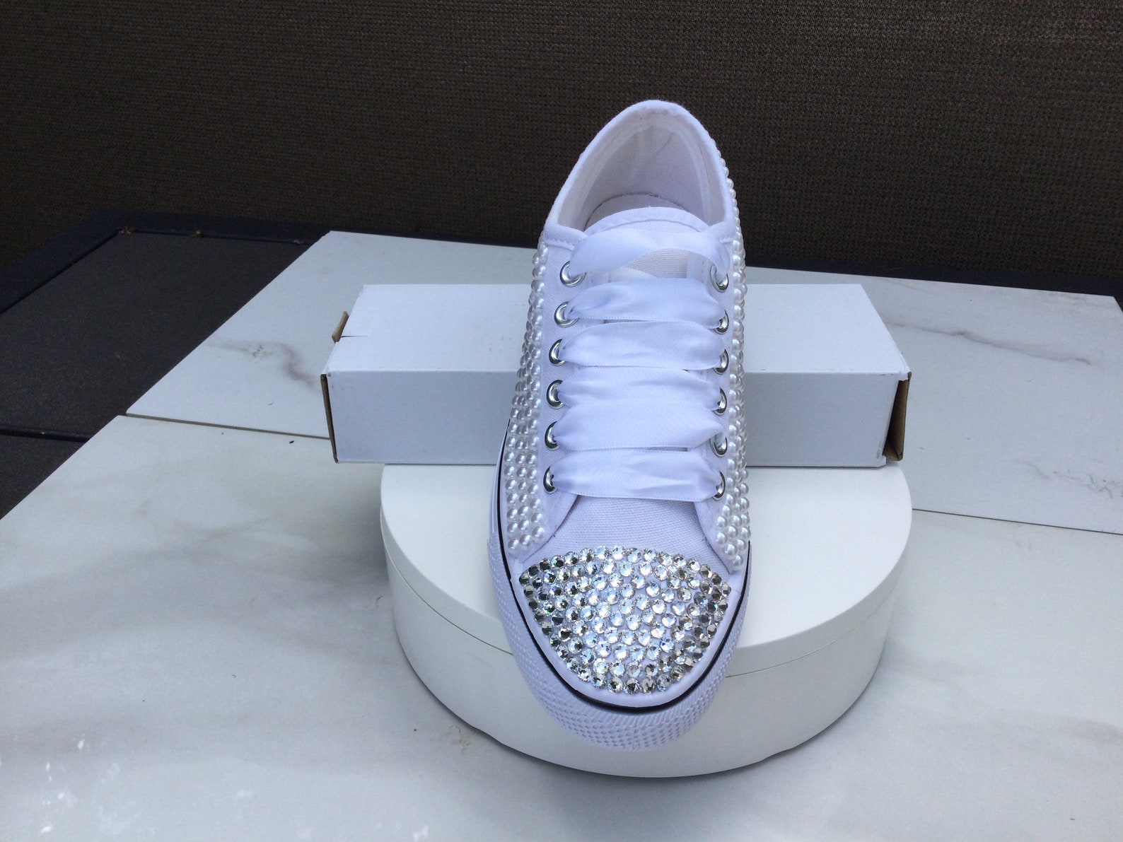 Rhinestone and Pearlized Bead Embellished Wedding Sneakers - Etsy