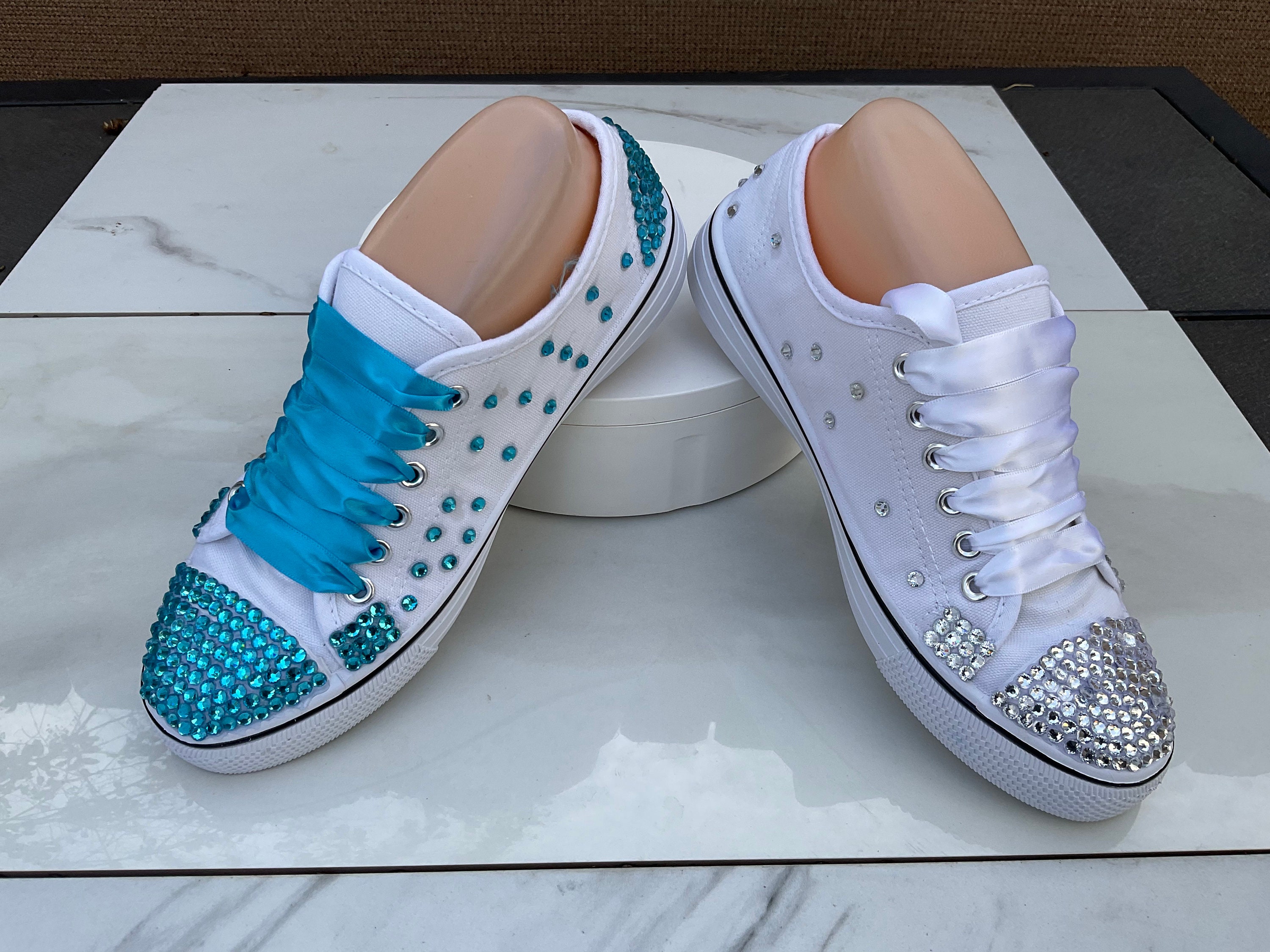 Blue or Clear Rhinestone Embellished Wedding Sneakers | Etsy