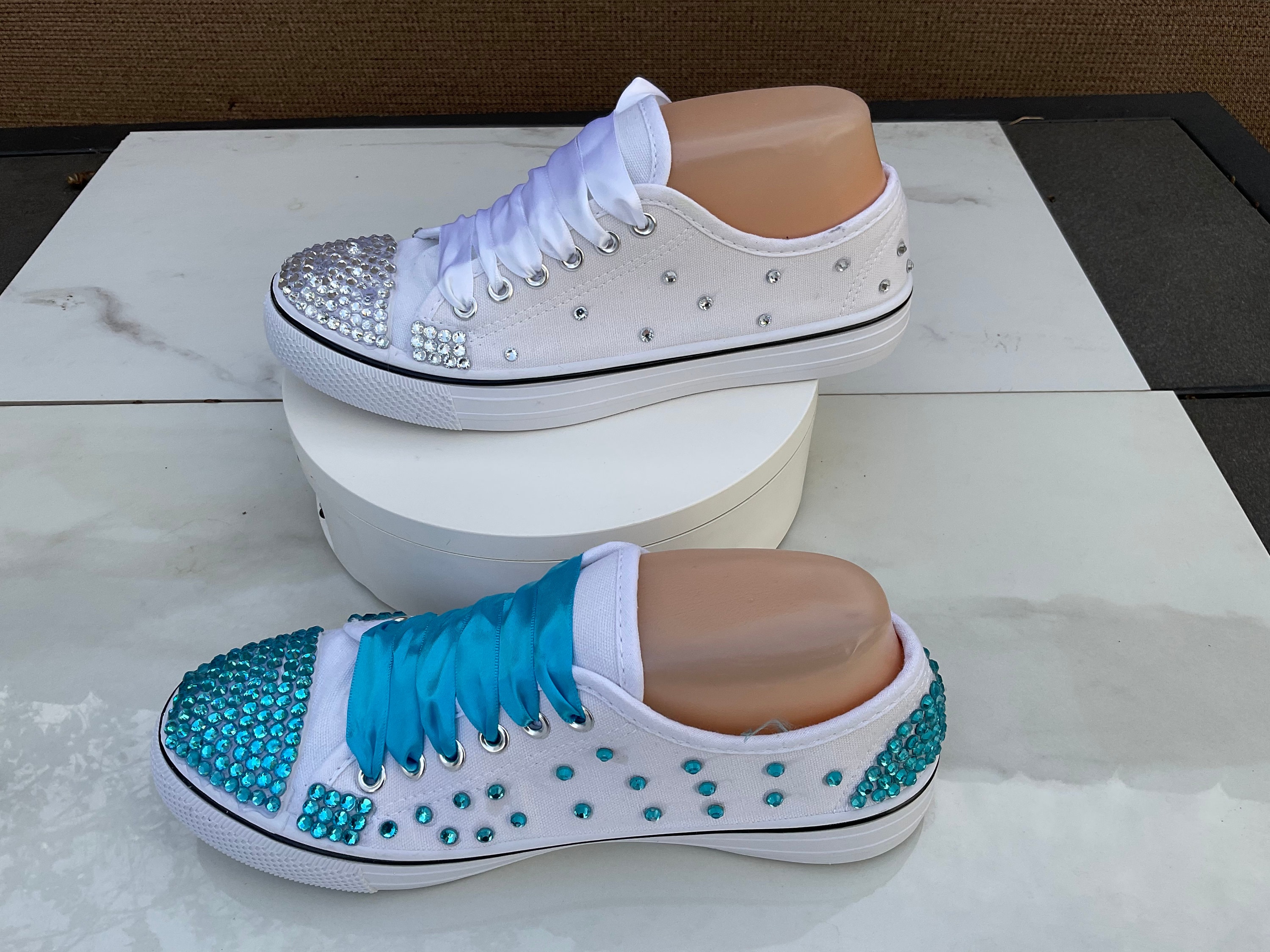 Blue or Clear Rhinestone Embellished Wedding Sneakers | Etsy