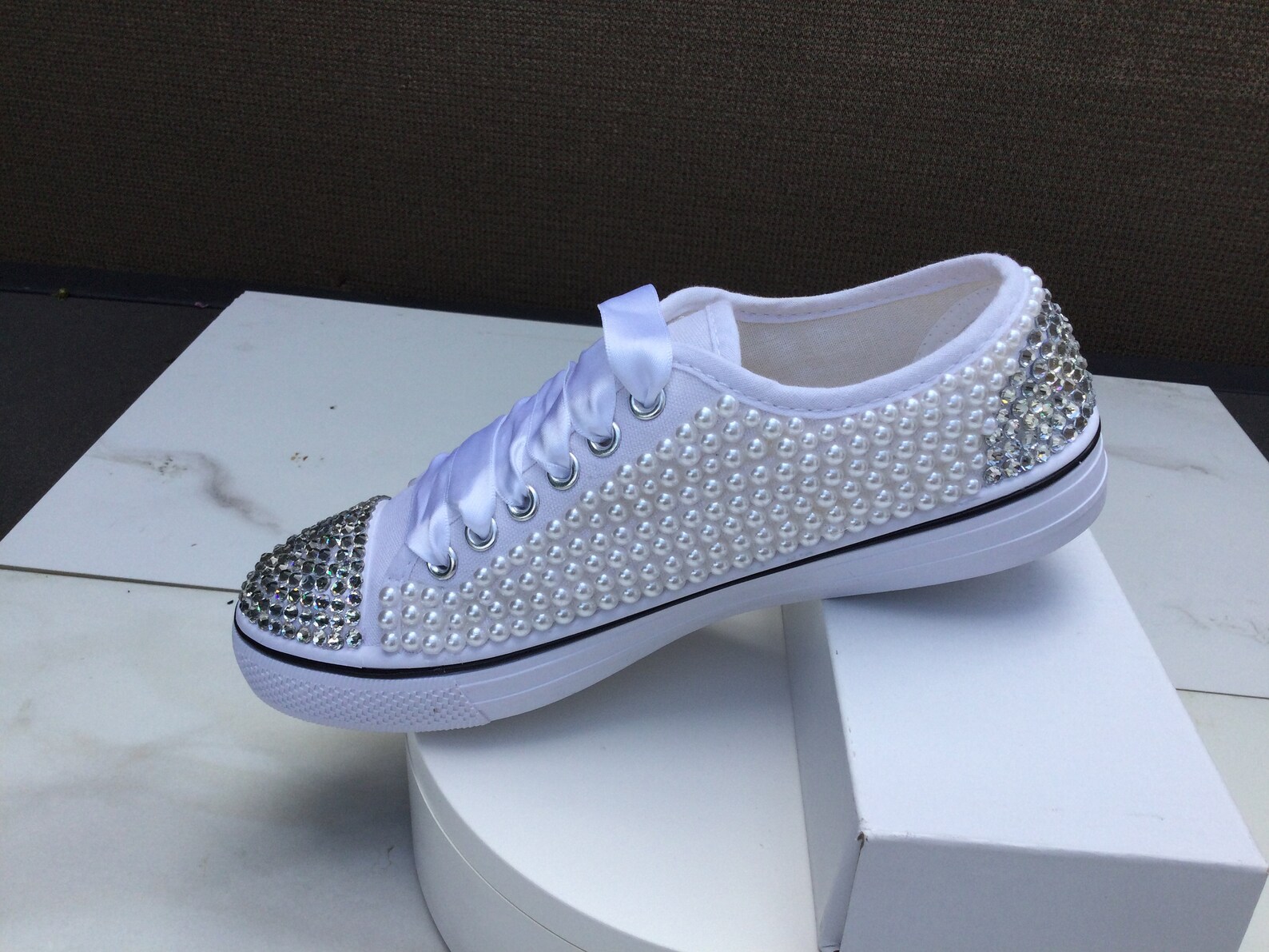 Rhinestone and Pearlized Bead Embellished Wedding Sneakers - Etsy