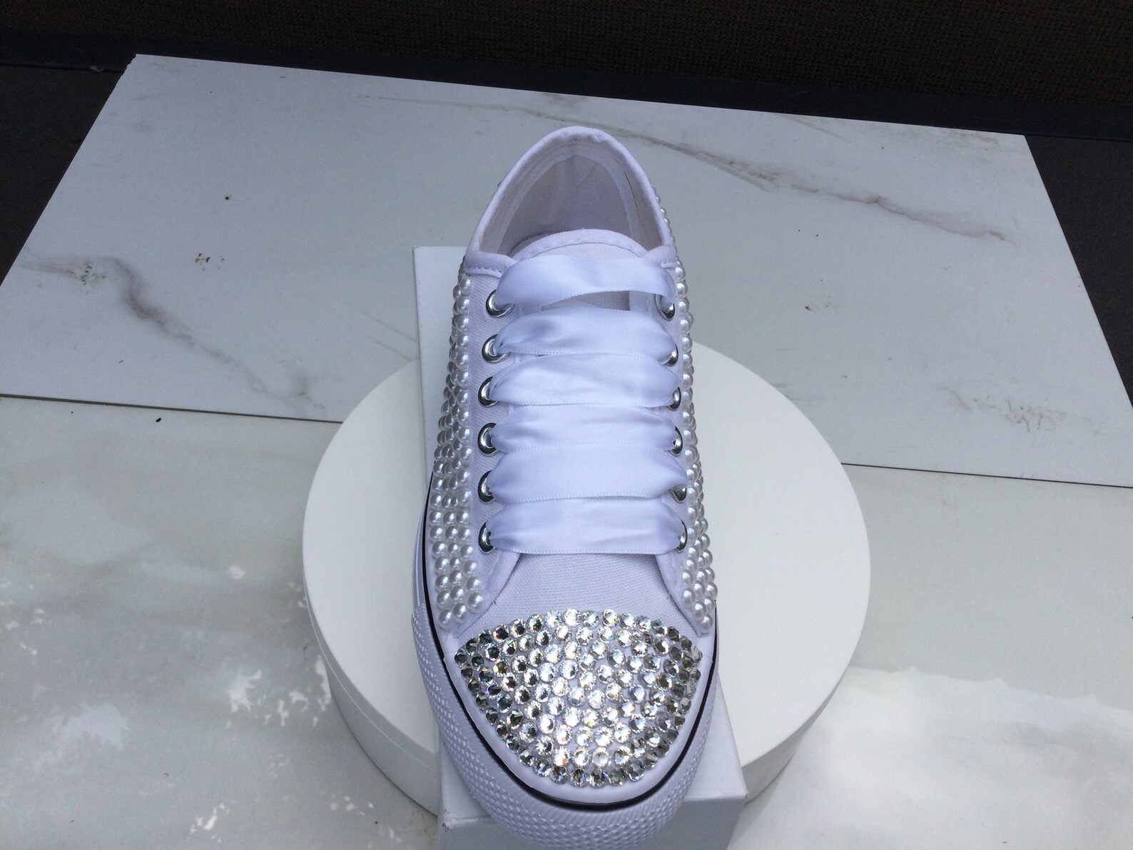 Rhinestone and Pearlized Bead Embellished Wedding Sneakers - Etsy